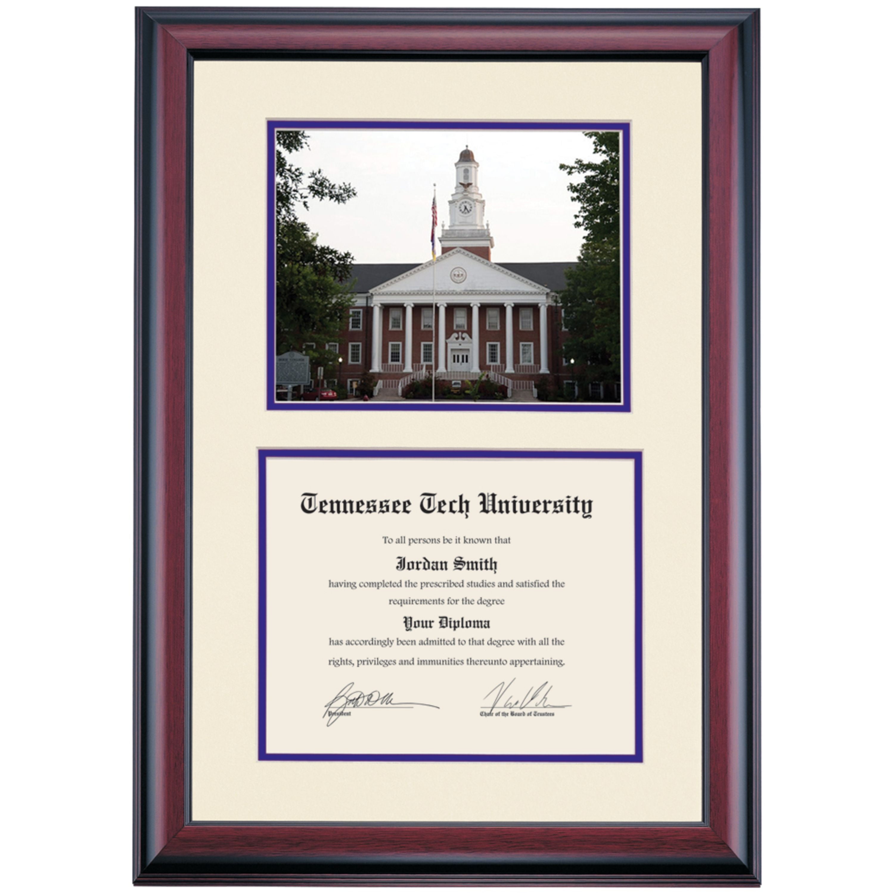 OCM Diploma Frame for Tennessee Tech TN Tech, Ivory/Purple Mat with ...