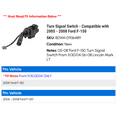 Automotive Turn Signal Switch for 2005 - 2008 Ford F-150 & 2006 - 2008 ...