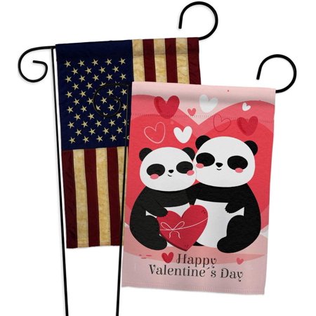 Breeze Decor Panda with Love Garden Flag Pack Spring Valentines Happy ...