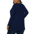 Fancyglim Womens Tshirts Long Sleeve V Neck Tops Plus Tee High Low(Blue ...
