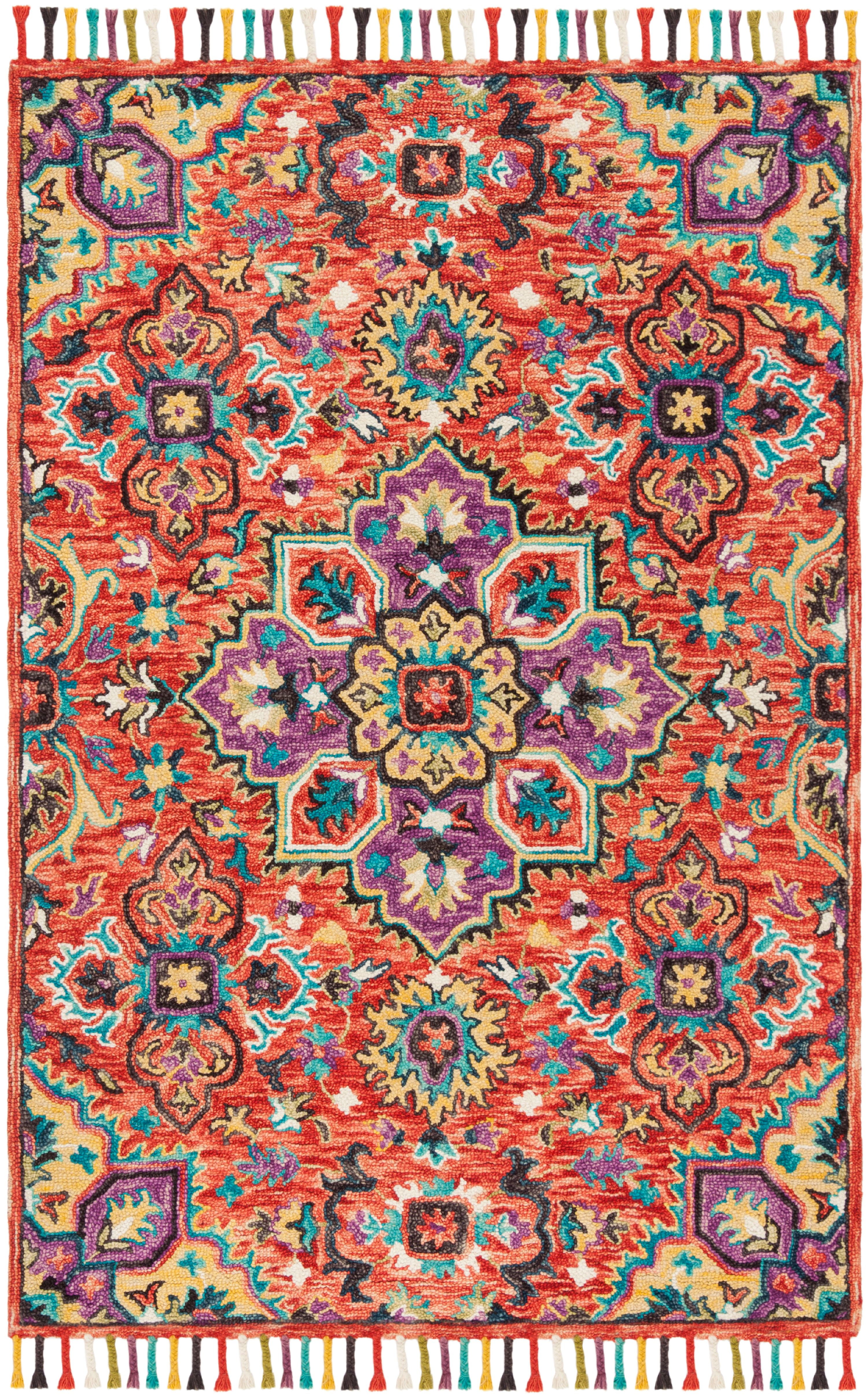 SAFAVIEH Aspen Nikeisha Geometric Floral Wool Area Rug, Red/Gold, 3' x ...