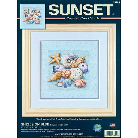 Dimensions Shells On Blue Counted Cross Stitch Kit, 10" x 10" - Walmart.com