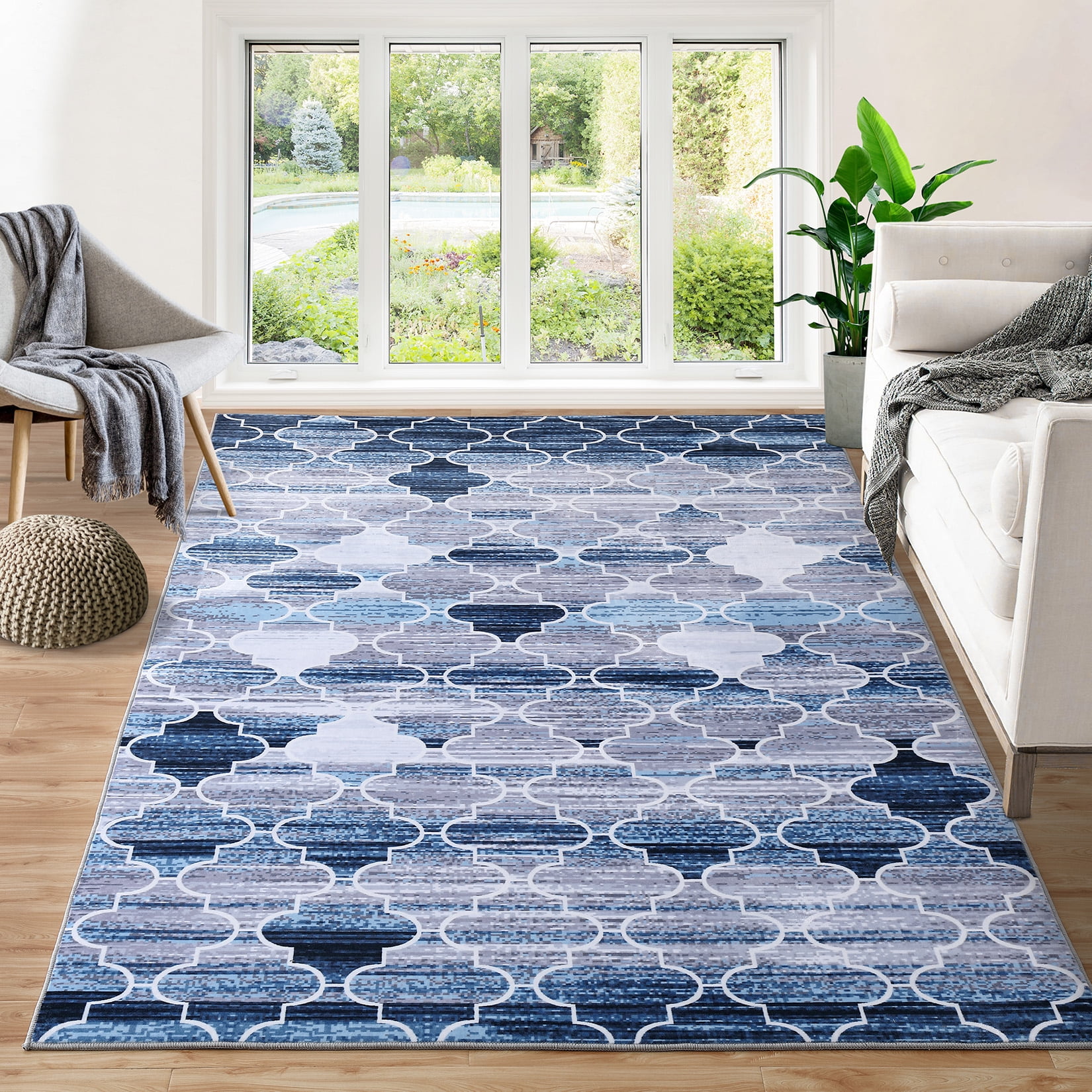 GlowSol 6' x 9' Modern Boho Chic Area Rug Carpet Thick Velvet Abstract ...