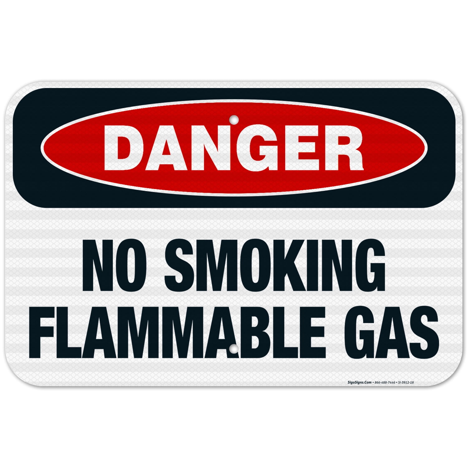 No Smoking Flammable Gas Sign, OSHA Danger Sign, 12x18 Reflective ...