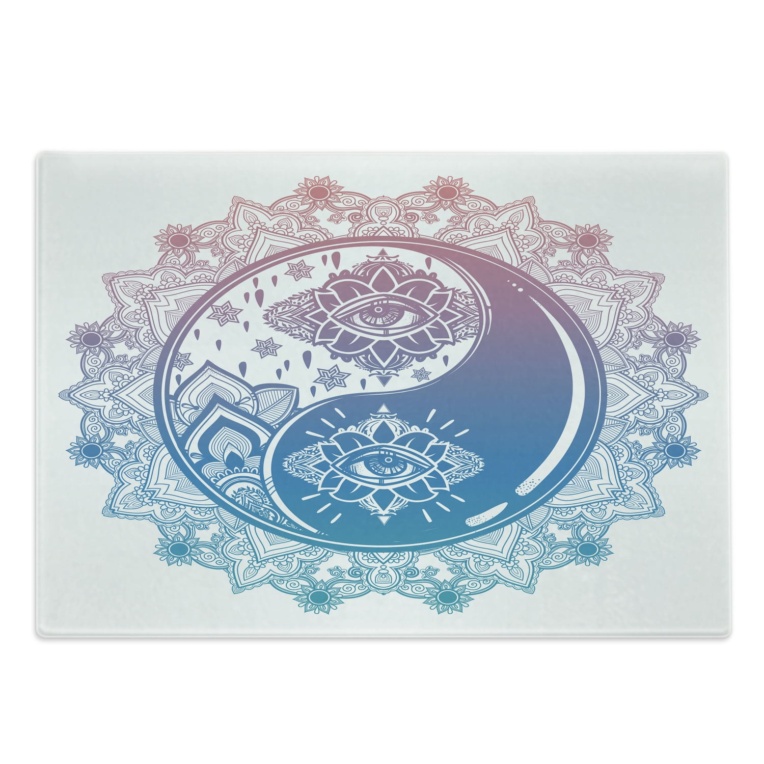 Ying Yang Cutting Board, Mandala Round Ombre Pattern with Yin Yang ...