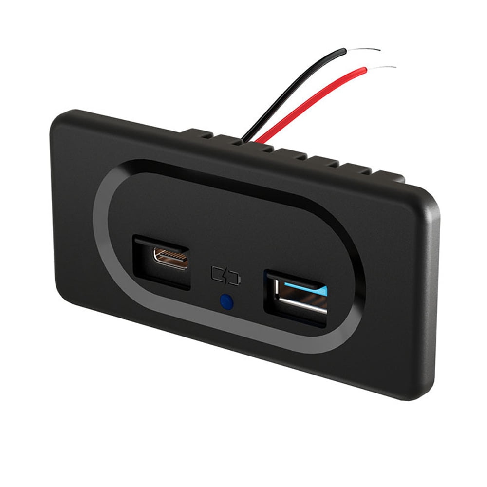 12 Volt USB Socket with Cap Dual Port Quick USB Charge Adapters PD Type C for Cars Bus RV Boat ATV Truck Panel Mount Walmart