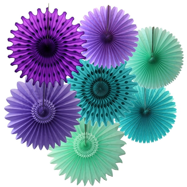 7-Piece Tissue Paper Fans, Mermaid Mix, 13-18 Inch - Walmart.com