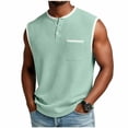 Antinious Men Solid Texture Half Button Pockets Round Neck Sleeveless ...