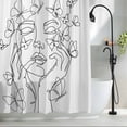Abstract Face Shower Curtains for Bathroom, Black Lines Women Face ...