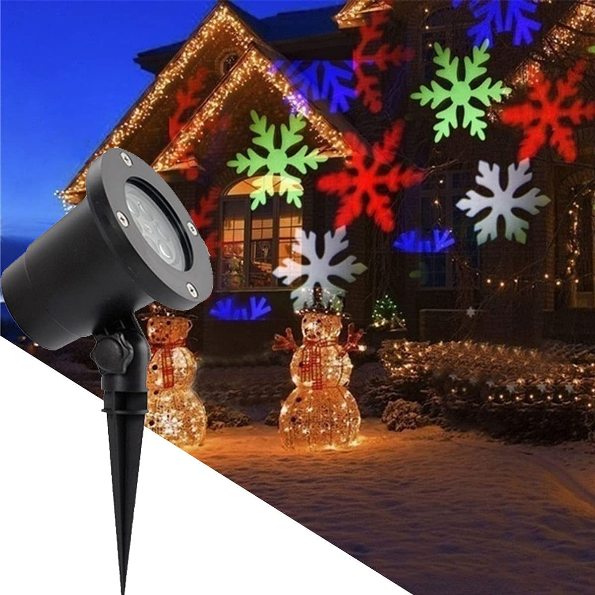 Sinhoon Christmas Projector Light, Waterproof MultiColor Snowflake LED ...