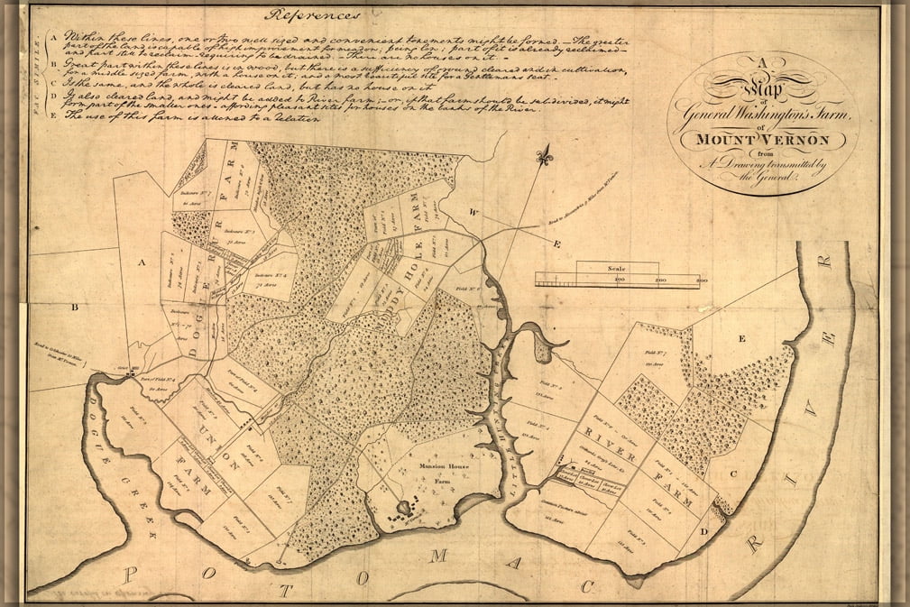 24"x36" Gallery Poster, Map of Mount Vernon, residence of George ...