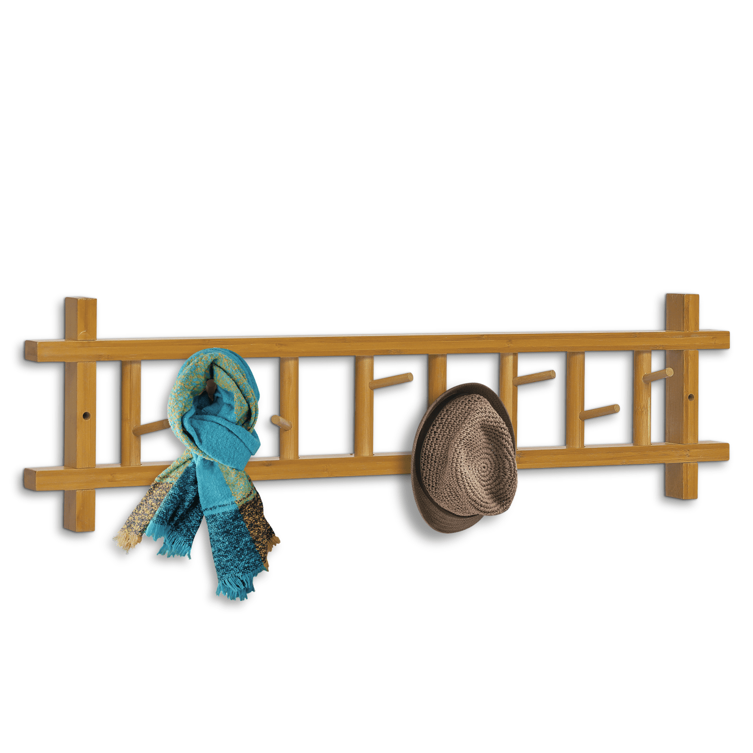 MoNiBloom Bamboo 8 Hooks Wall Mounted, Hat Scarf Storage Modern Coat ...