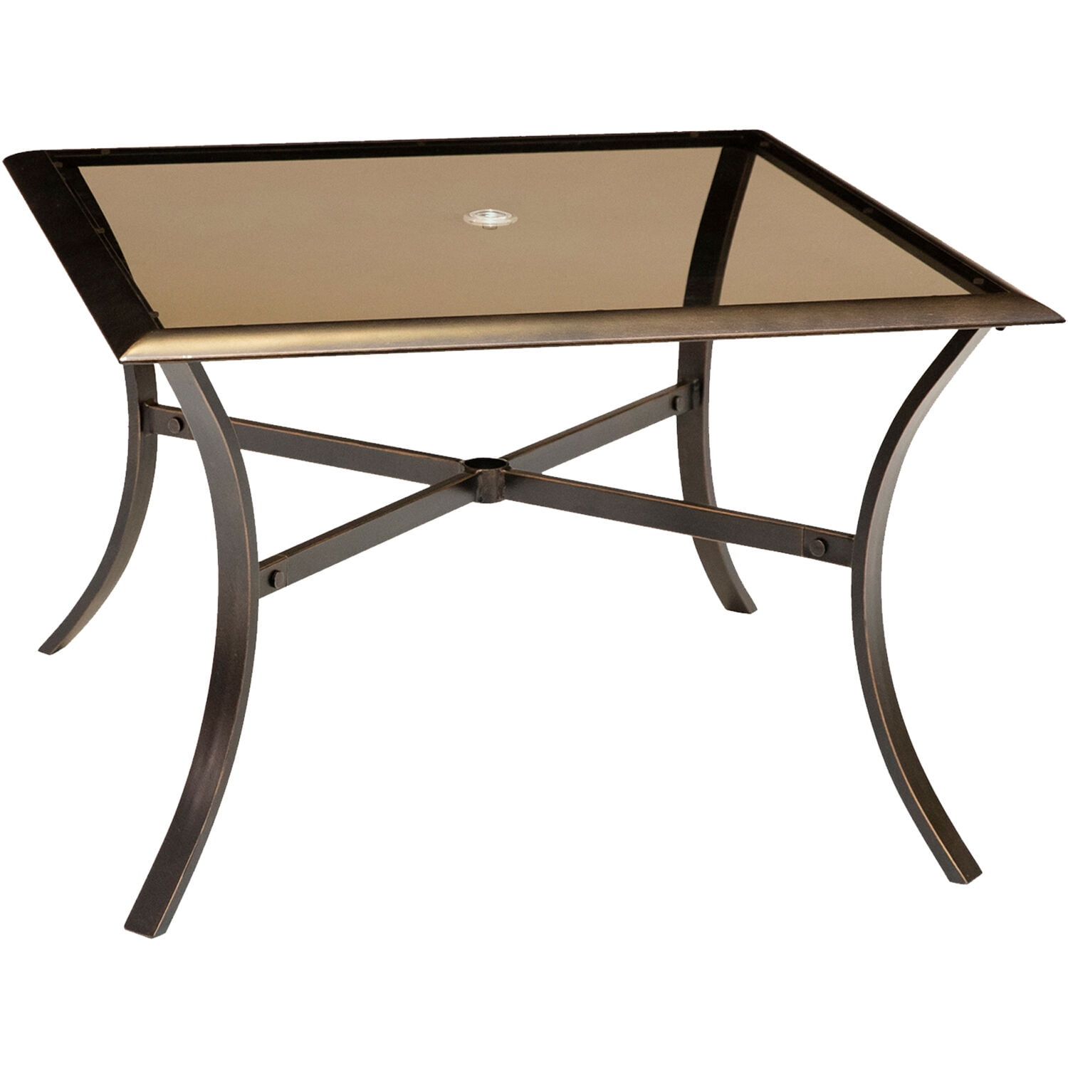Traditions 42" Square Glass Top Table, Cast Aluminum Frames, Bronze ...