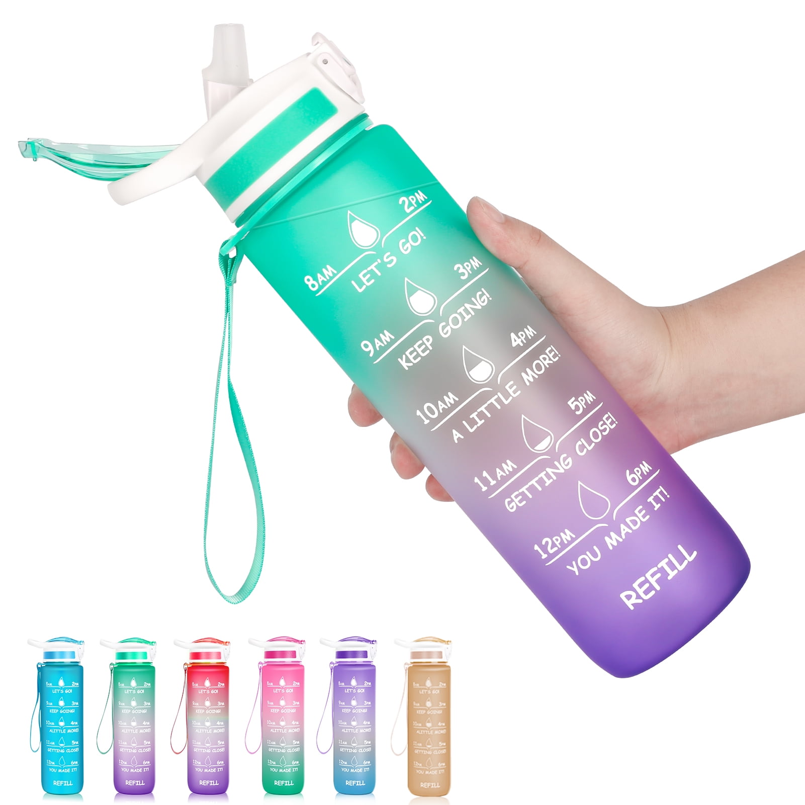 Buy Motivational Water Bottle, 32 oz Water Bottle, Water Jug with Time ...