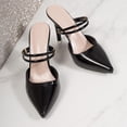 Bkhluea Women Double Strap Pointed Toe Slingback Mule Heels Elegant ...
