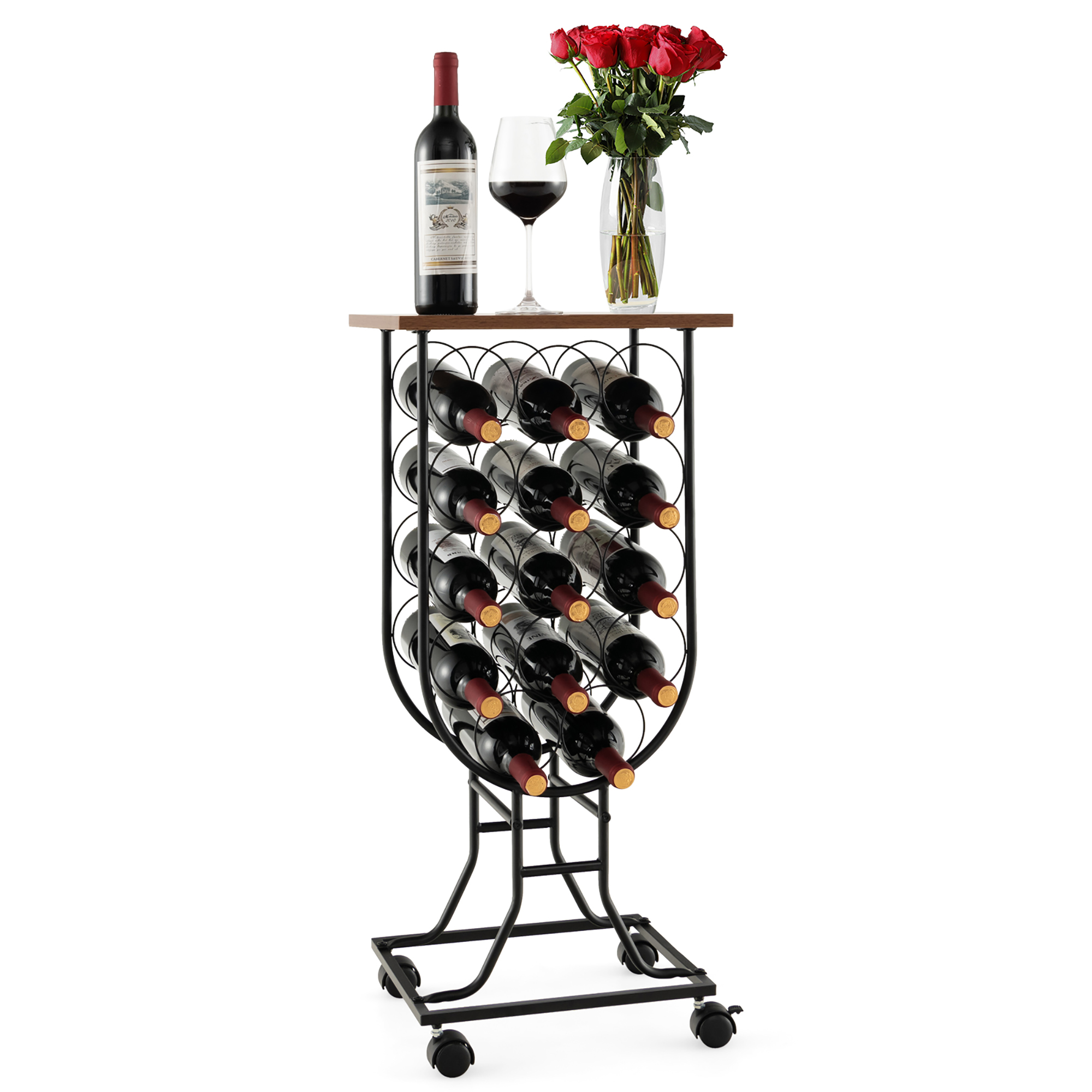 Costway 14 Bottles Wine Rack Console Table Freestanding Wine Storage ...