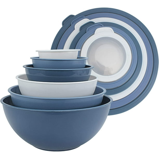 Cook with Color Mixing Bowls with TPR Lids - 12 Piece Plastic Nesting ...