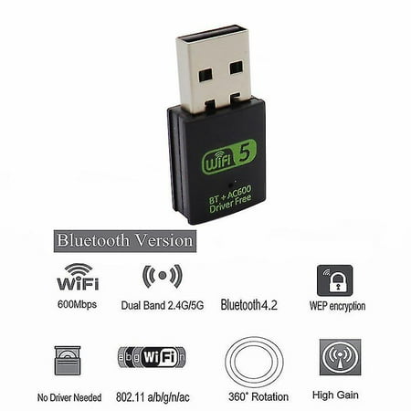 600mbps Usb Wifi Bluetooth Adapter Dual Band 2.4/5.8ghz Wireless ...
