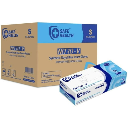 SAFE HEALTH Nitro-V Nitile-Vinyl Synthetic Blue Exam Gloves-Medium ...