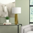 Warren 27.25" Tall Table Lamp with Fabric Shade in Brass/White ...