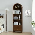 YOCWO 75" Tall Arched Bookcases with 2 Large Drawers & 4 Shelves ...