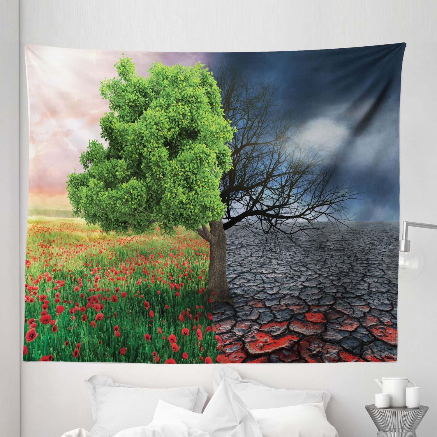 Trees Tapestry, Eco Concept Photo of Climate Change Awareness Bare and ...