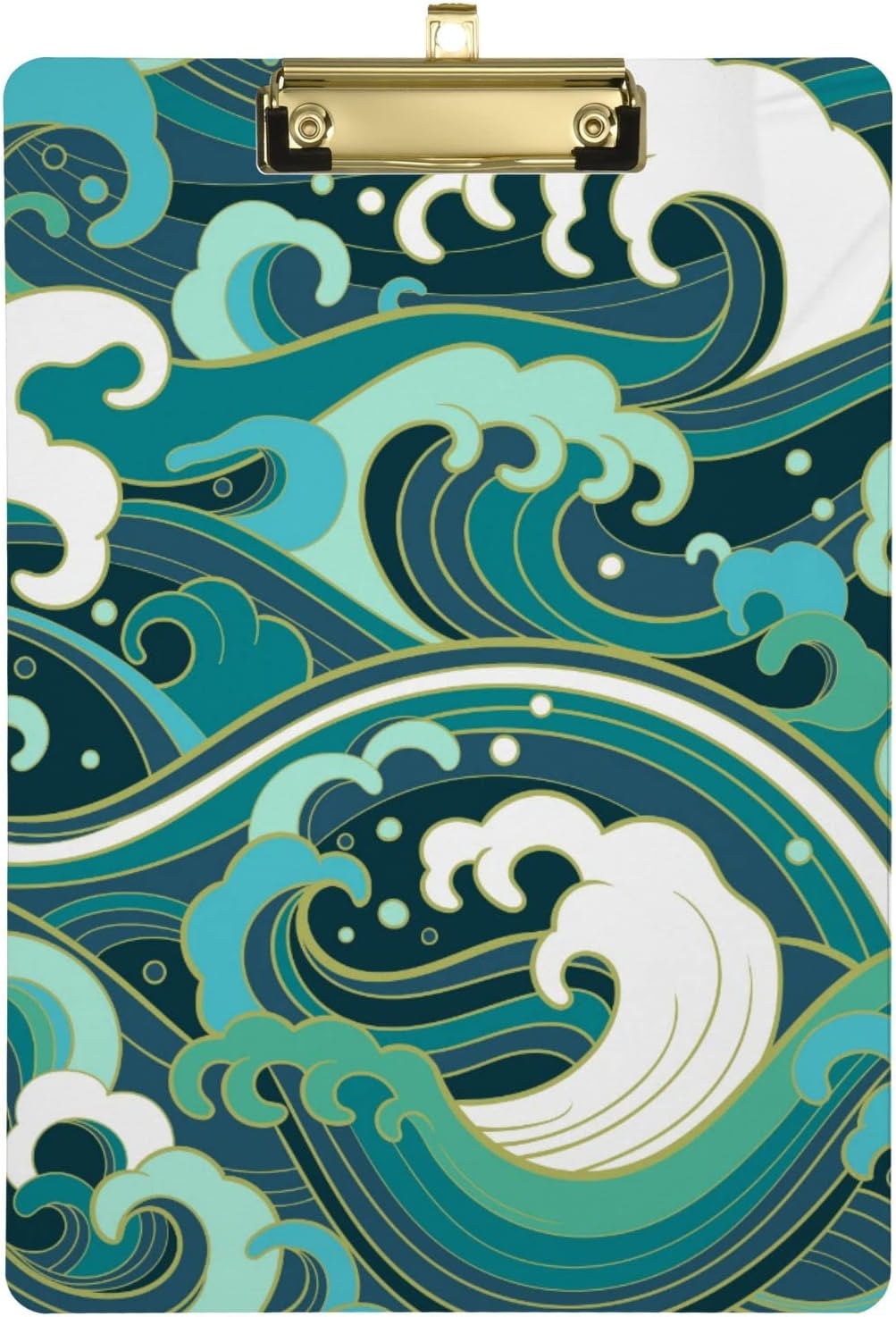 ZHANZZK Retro Ocean Green Waves Clipboard Hardboard Wood Nursing Clip ...