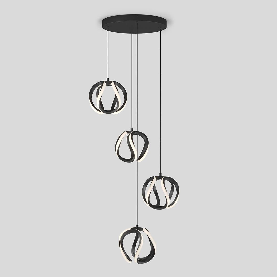 Artika Vivaldi Integrated LED 4 Light Pendant Light Fixture, Matte ...