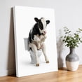Cow Sitting on The Toilet Thinking Canvas Wall Art for Living Room ...