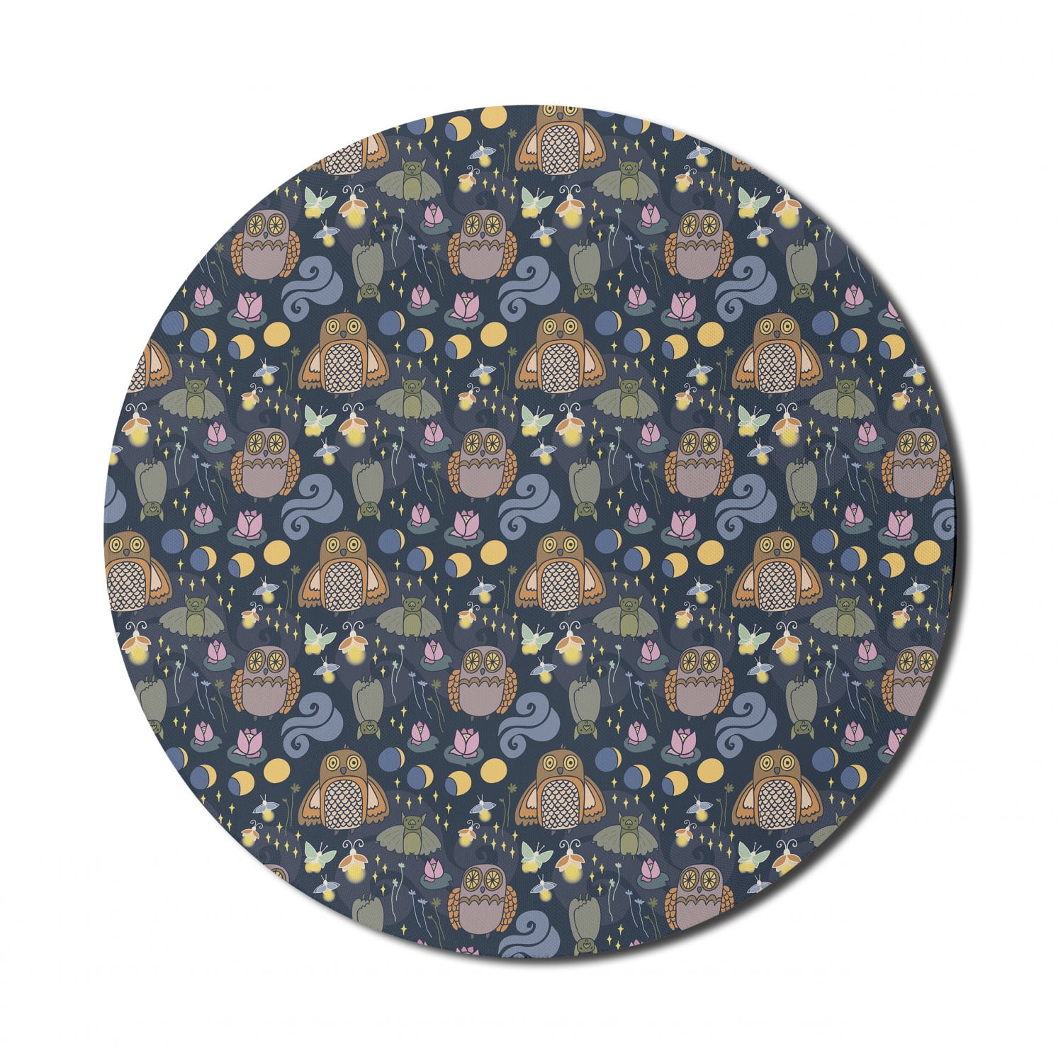 Woodland Mouse Pad for Computers, Scary Owl Firefly Bats Moths Moon ...