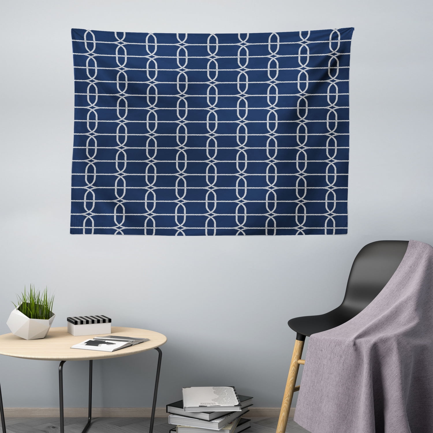 Nautical Tapestry, Bicolored Maritime Design of Shapes and Knots Sailor ...