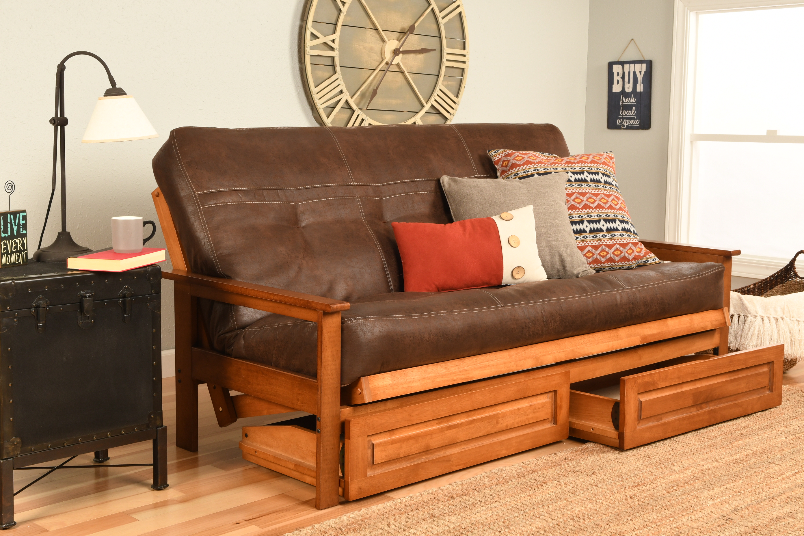 Albany Futon with storage in Barbados Finish, Multiple Colors - Walmart.com