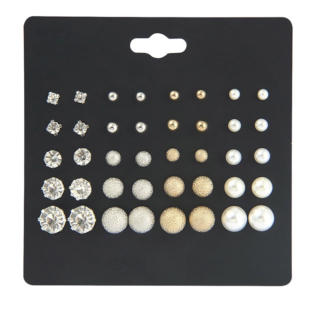 Click here for Ounona 20 Pairs Of Pearl Earrings Six-Jaw Zircon E... prices