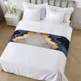 Abstract Impressionist Style Bed Runner Scarf, Gold Navy Blue Color ...