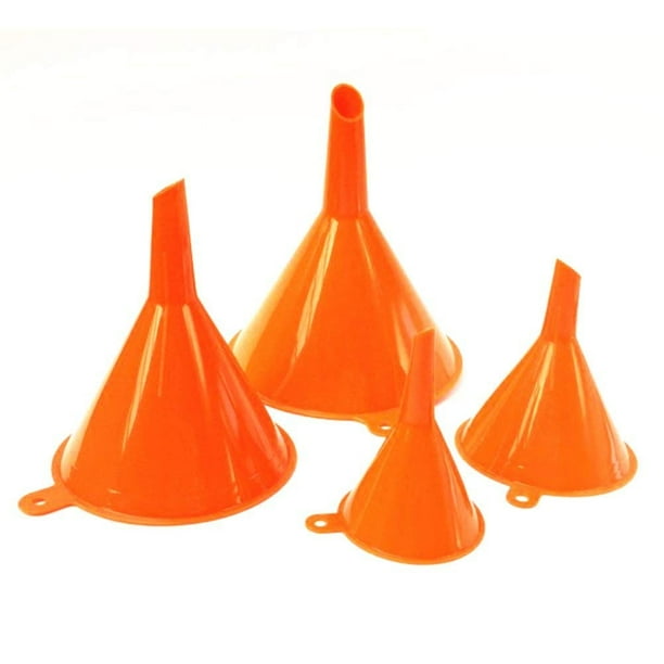 Plastic Funnel Set 4pcs 4-Sizes Wide-Mouth Bright Orange for Car Oil ...