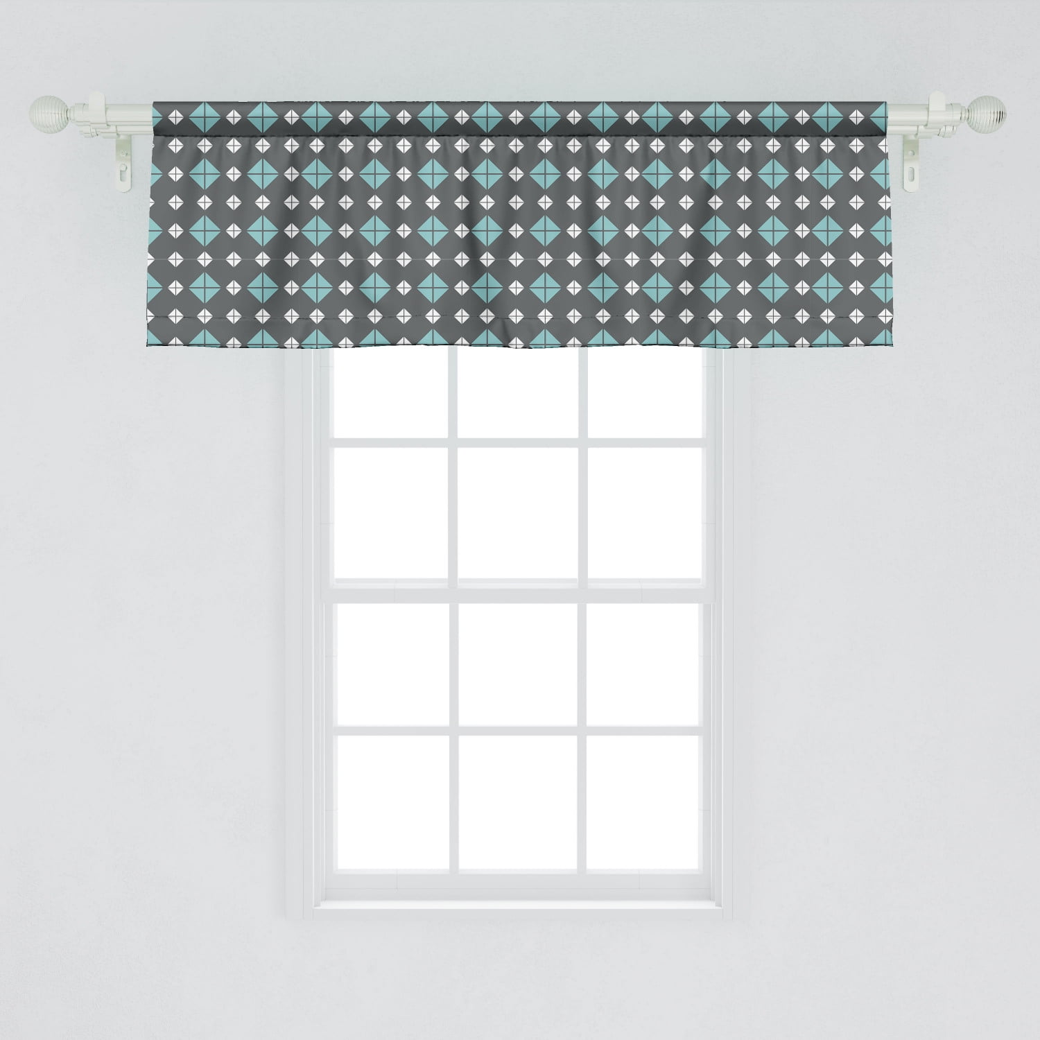 Ambesonne Geometric Window Valance Modern Style Tile Pattern With