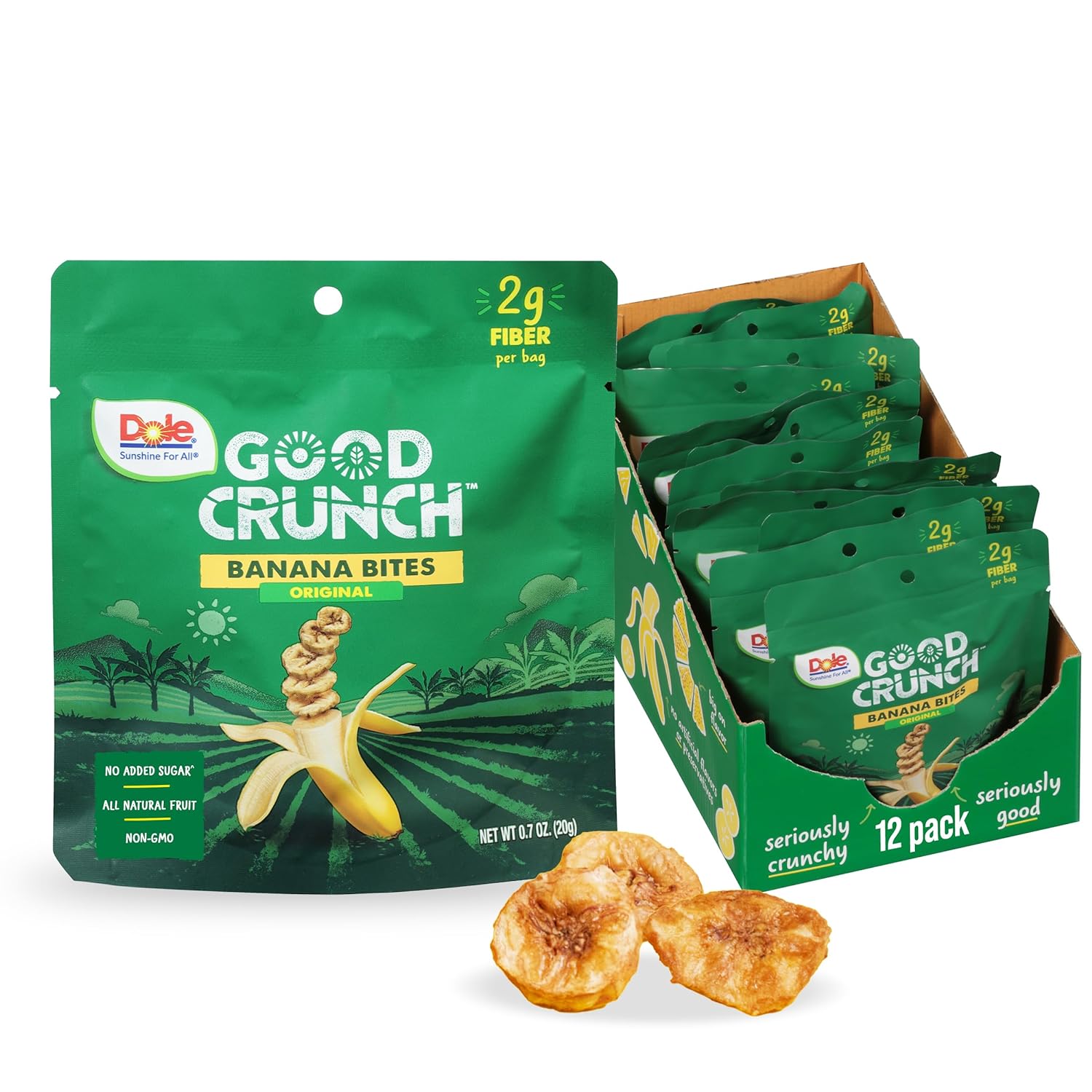Good Crunch Banana Dried Fruit Bites, Gluten Free & Vegan Snack, 0.7oz ...