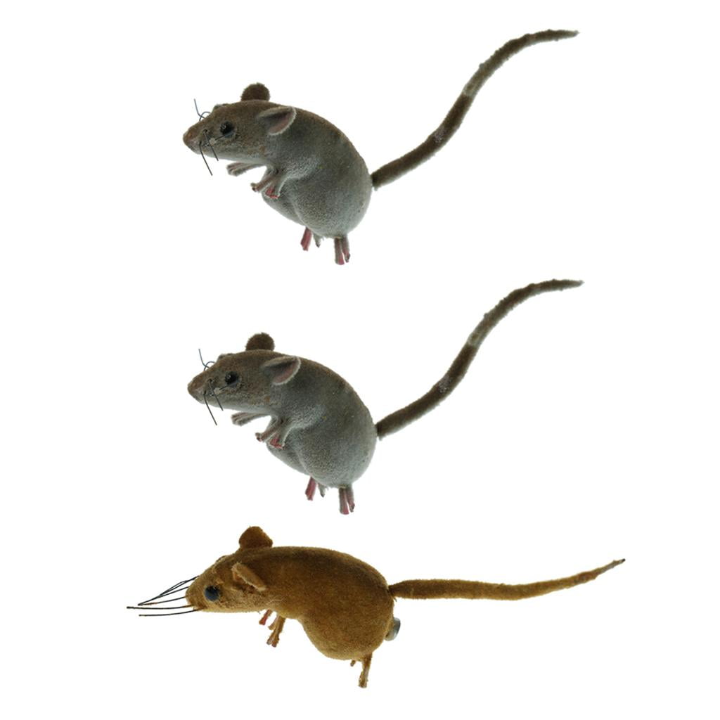 3 Pieces Artificial Realistic Mouse Figurines Lifelike Animal Toys with ...