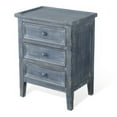 Rena Side End Table with 3 Drawers- 19 Inch Rustic Blue Mahogany Wood ...