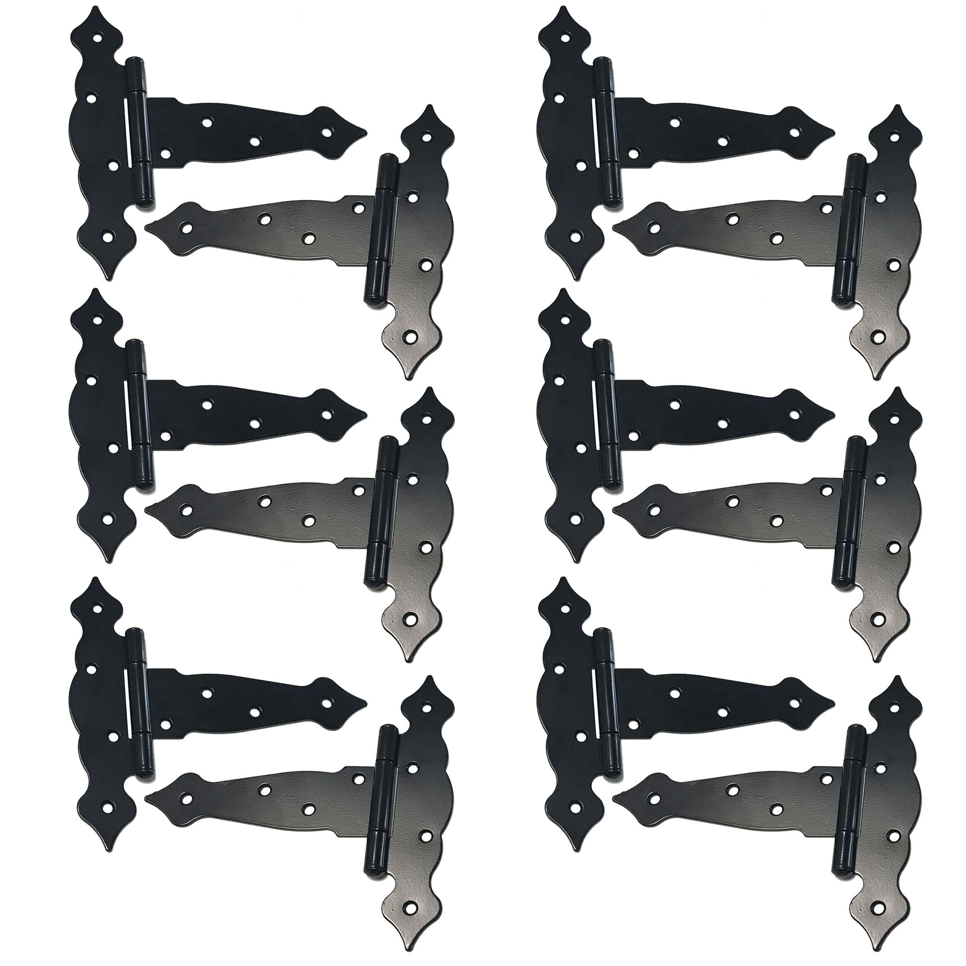 12PACK 6INCH T Hinge, Heavy Duty Hinge, LACE Narrow Hinge, GATE Hinge, Fence Hinge Black Powder ...