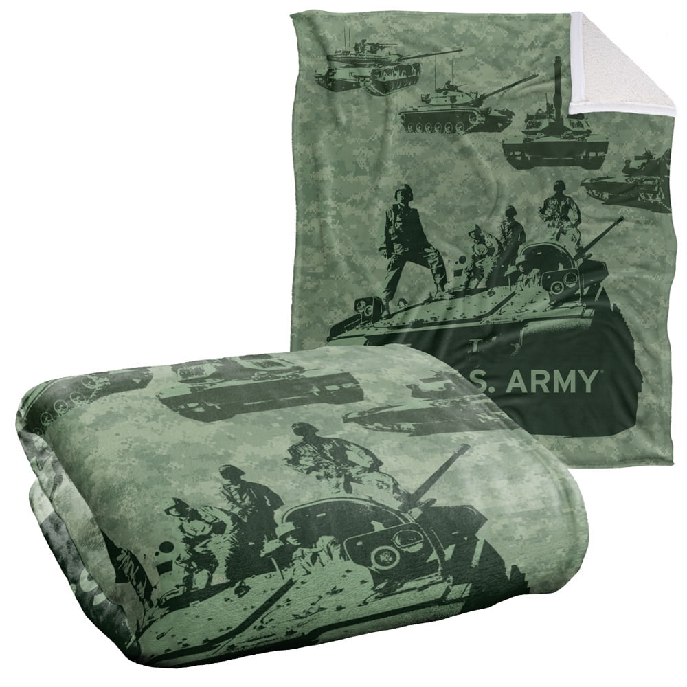 U.S. Army Blanket, 50"x60" Tank Up, Silky Touch Sherpa Back Super Soft ...