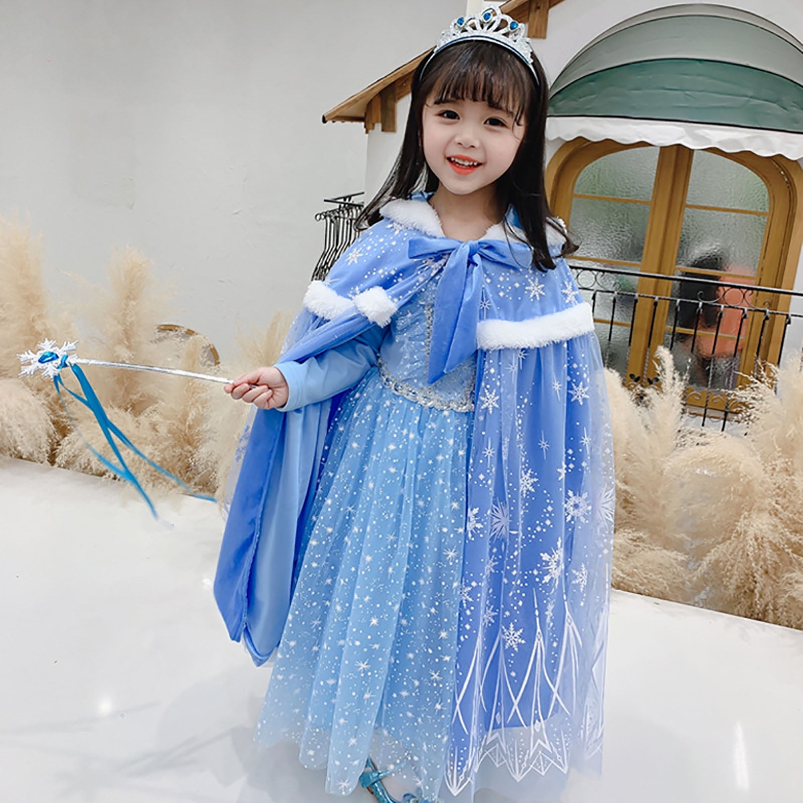 Fur Princess Hooded Cape Cloaks Costume for Girls Dress Up - Walmart.com