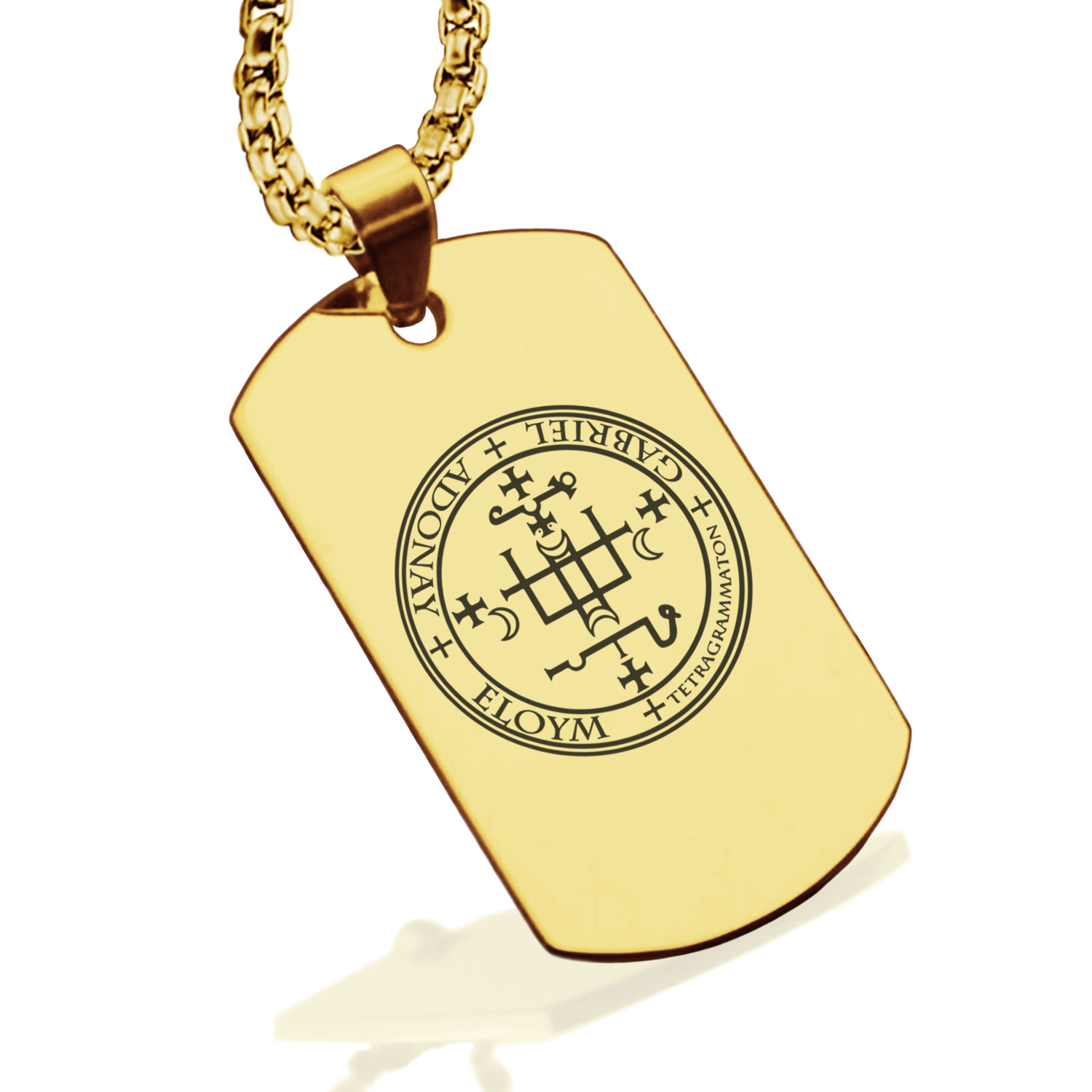 Stainless Steel Seal of Archangel Gabriel Dog Tag Pendant Necklace ...