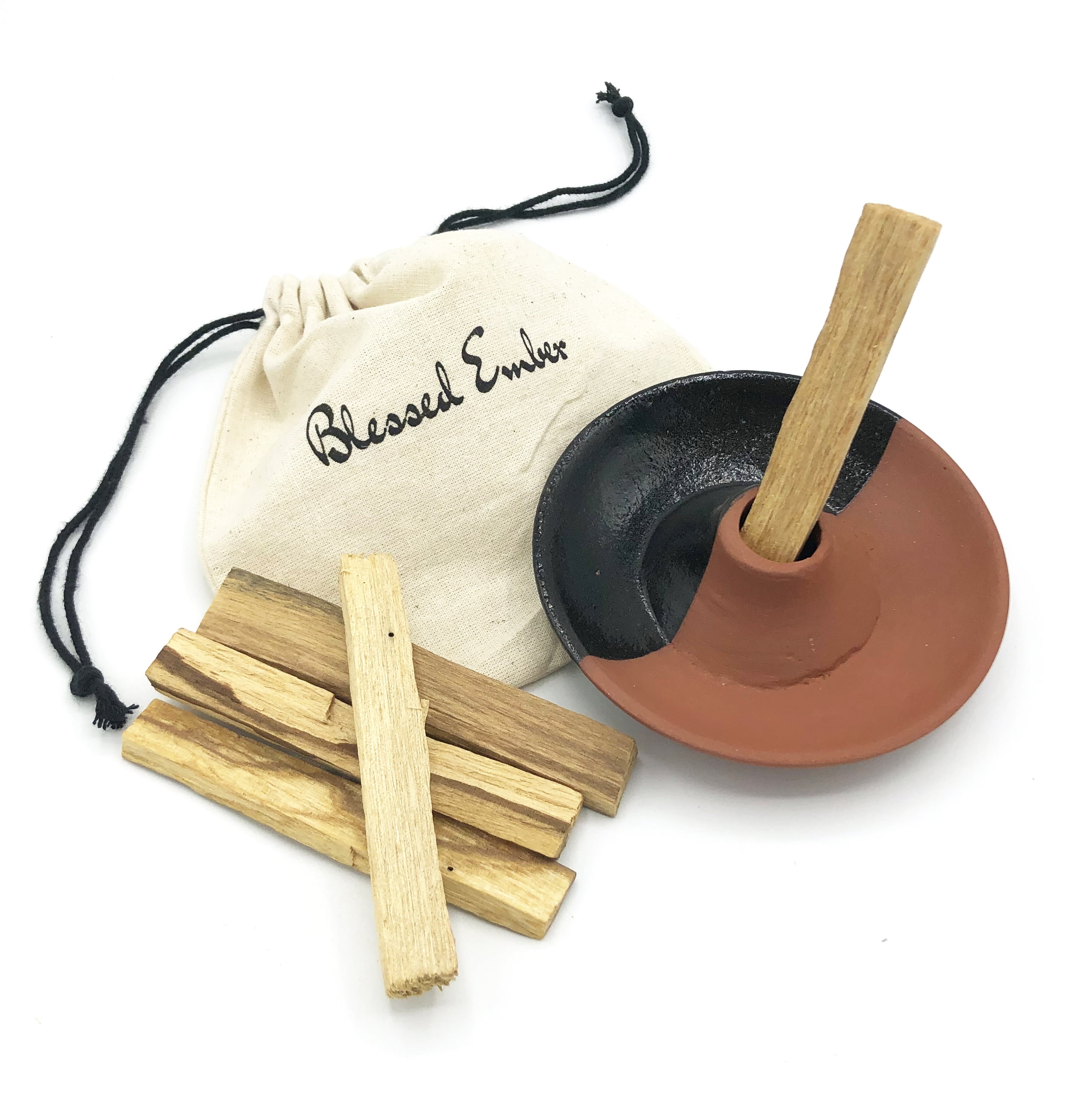 Blessed Ember Clay Palo Santo Holder and 5 Genuine Palo Santo Sticks ...