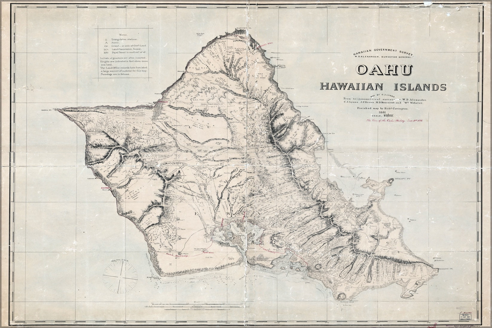 24"x36" Gallery Poster, map of Oahu hawaii 1898 - Walmart.com