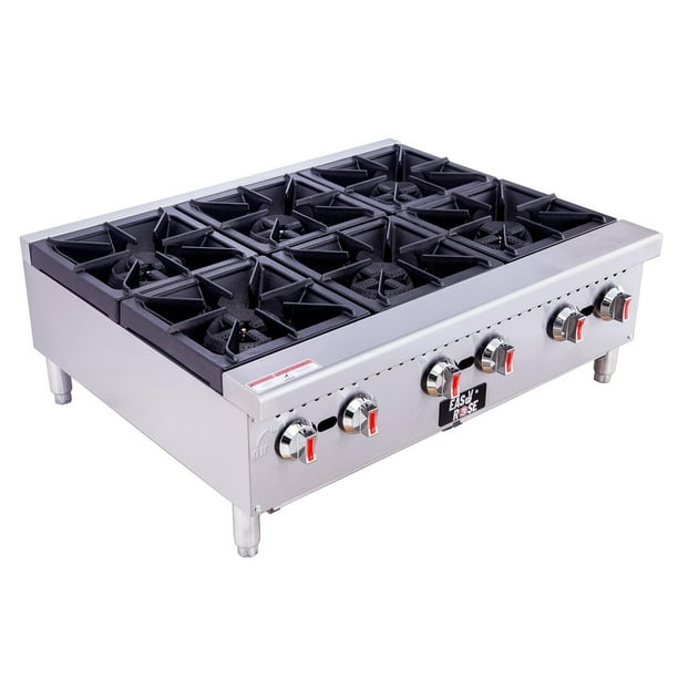 Hakka 36" Countertop Gas Hotplate 6 Burners Heavy Duty 180,000 BTU Gas ...