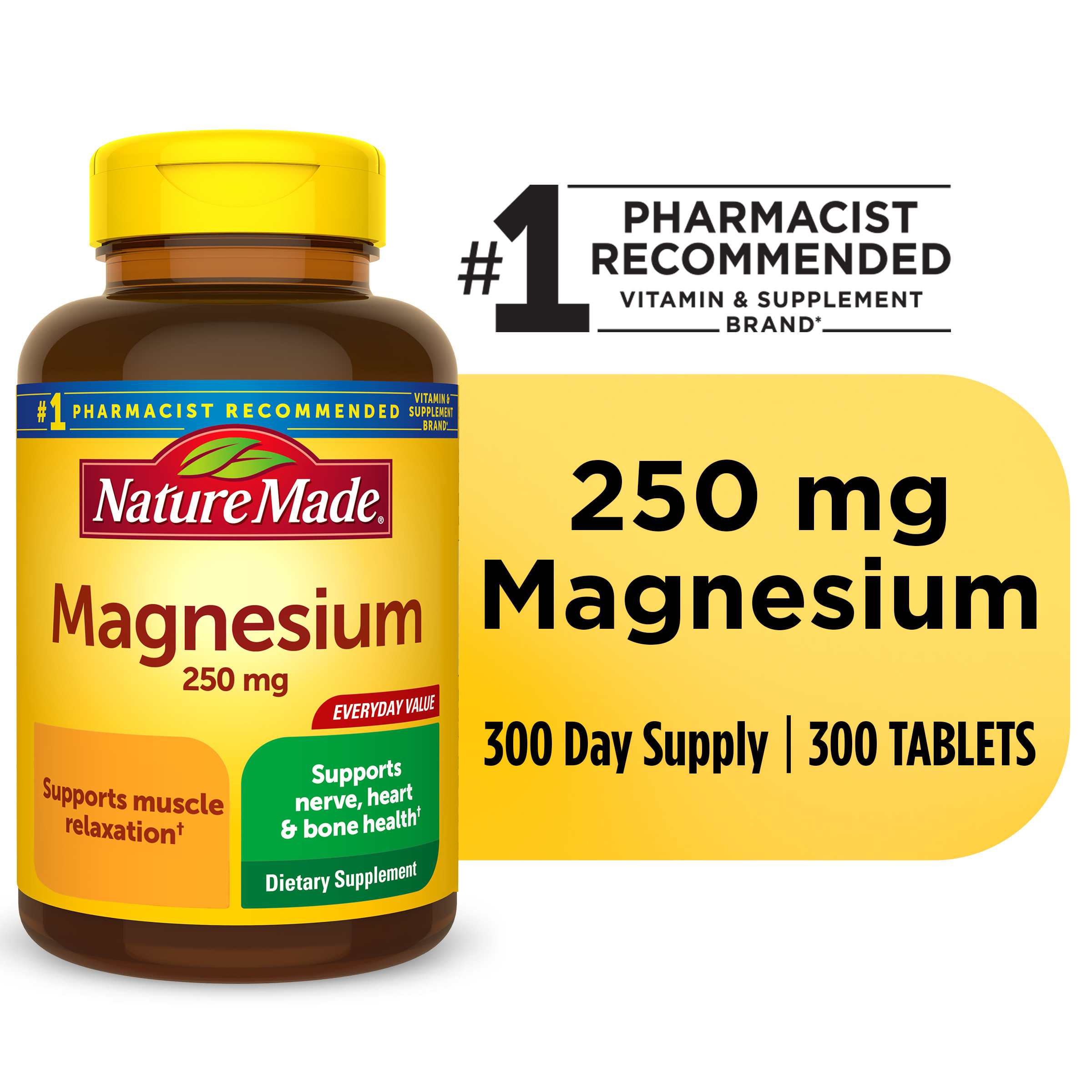 Nature Made Magnesium Oxide 250 Mg Tablets Dietary Supplement 300