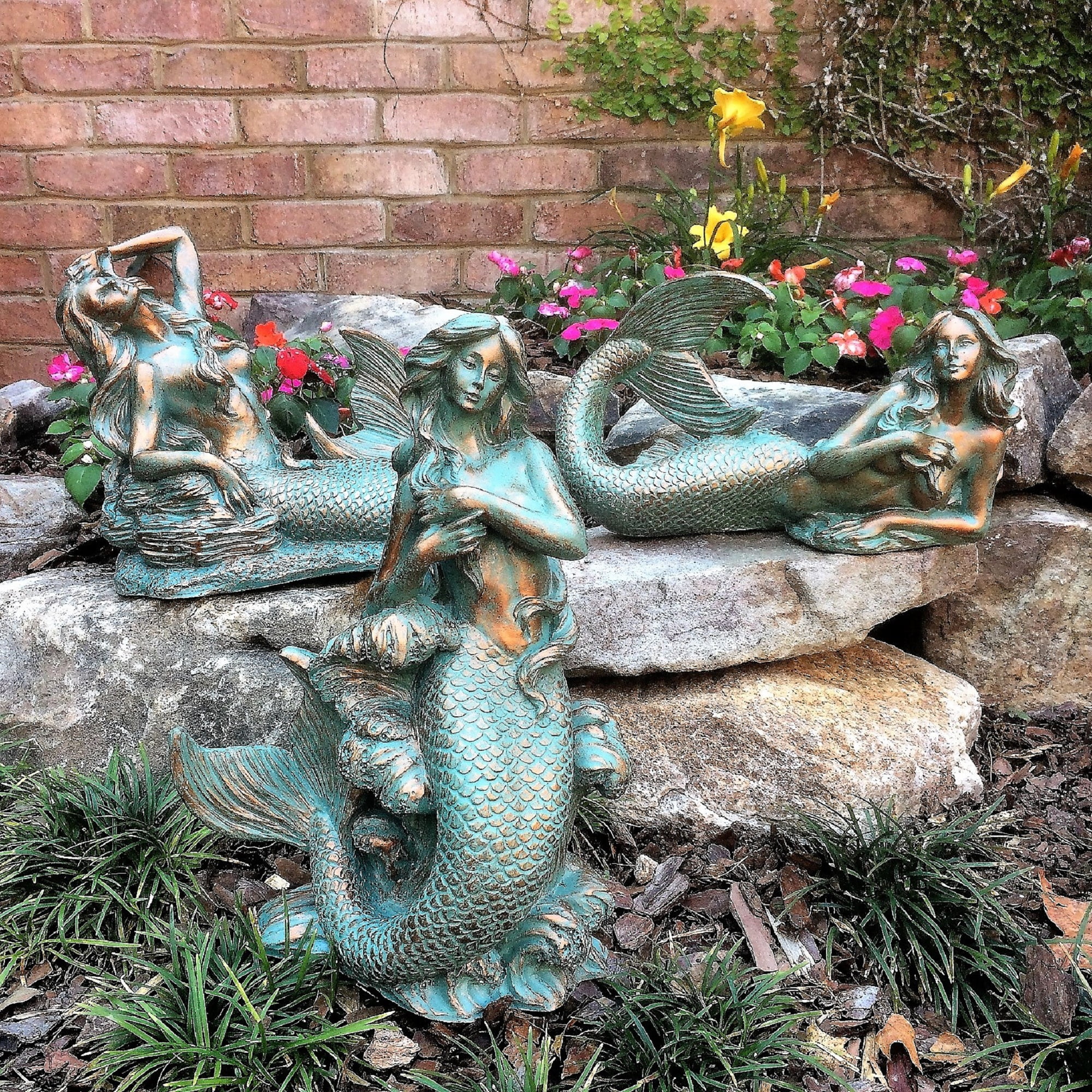 Homestyles Classic Mermaid Nautical Beach Statue (3-Piece Assortment ...