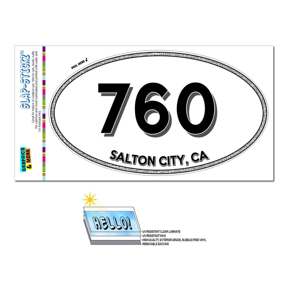 760 - Salton City, CA - California - Oval Area Code Sticker - Walmart.com