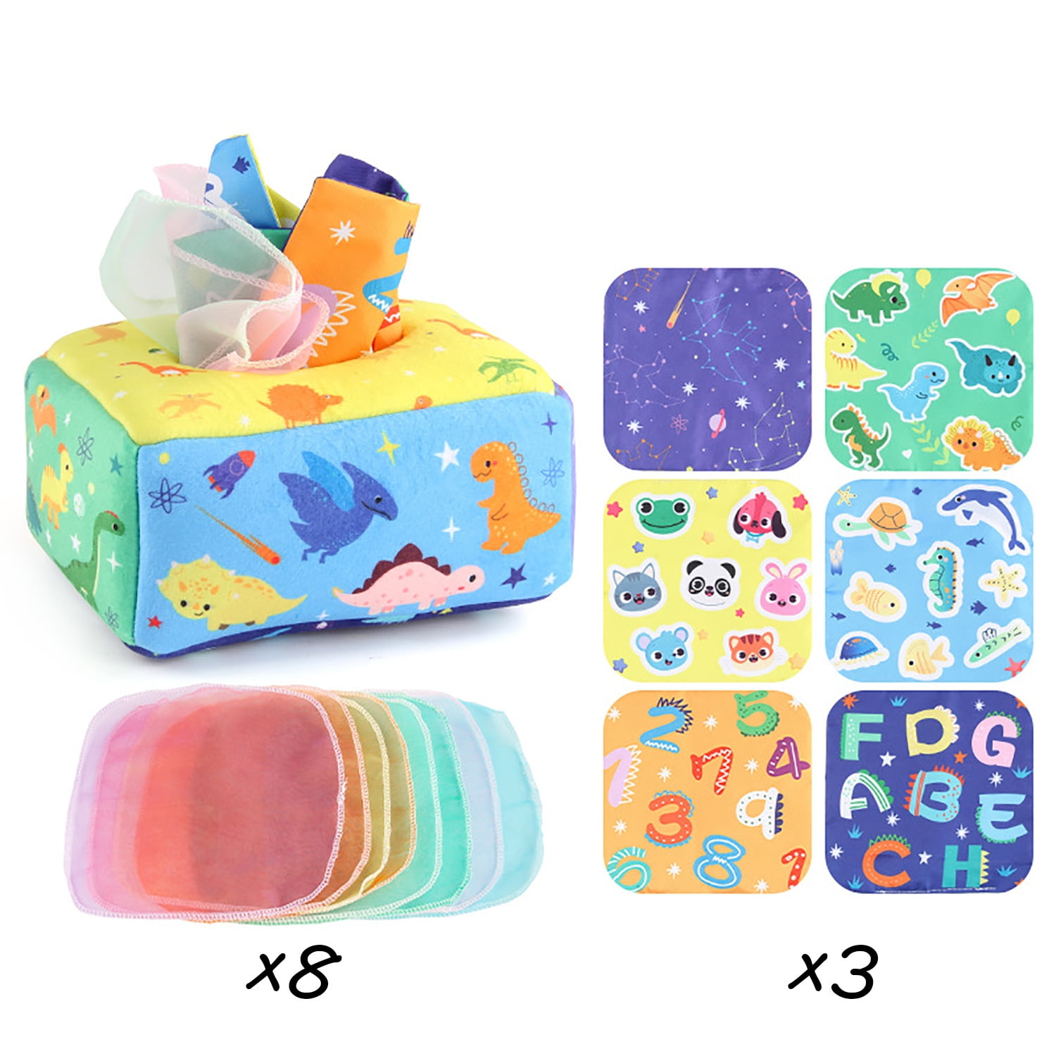 Enkey Soft Stuffed High Contrast Crinkle Montessori Square Sensory Toys ...